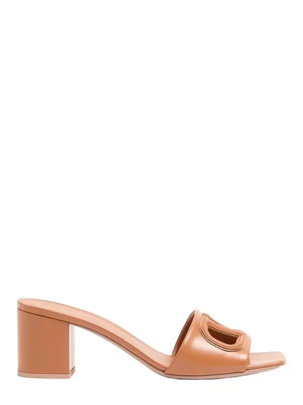 Valentino Garavani Vlogo Cut-out Leather Slide Sandal - Beige