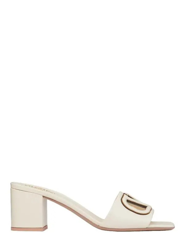 Valentino Garavani Vlogo Cut-out Leather Slide Sandal - Ivory