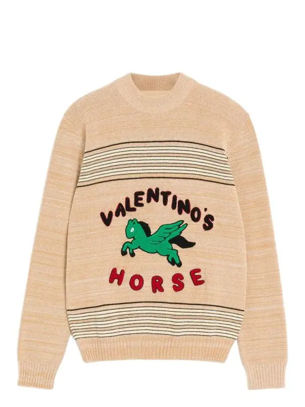 Valentino Garavani Wool And Cotton Jumper With Horse Patch - Multicolour