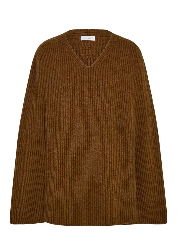 FERRAGAMO Cashmere Blend Cape - Brown