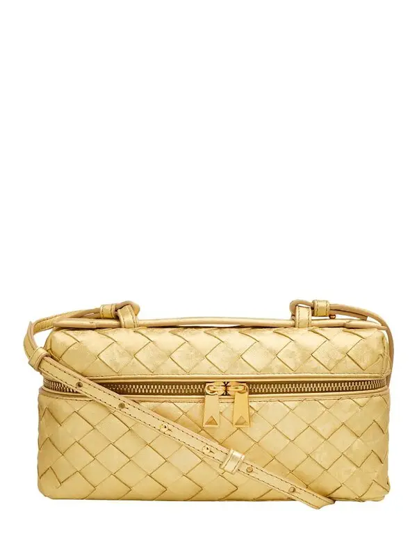Bottega Veneta Laminated Leather Vanity Crossbody Bag - Gold