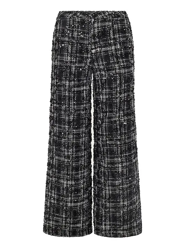 L'Agence Livvy Sequined Tweed Trousers - Black/ivory