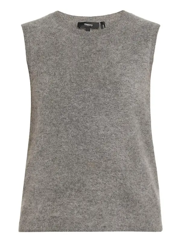 Theory Brushed Cashmere Sweater Vest - Light Char