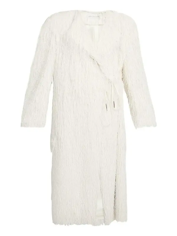Dries Van Noten Rivla Fringe Wrap Coat - White