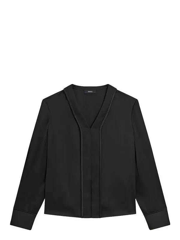 Theory Long-sleeve Satin Blouse - Black