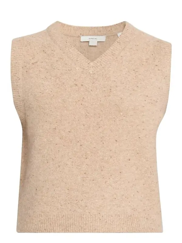 Vince Donegal Plush Cashmere Sweater Vest - Heather Oat