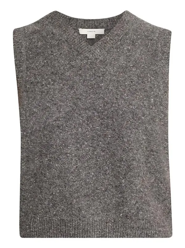 Vince Donegal Plush Cashmere Sweater Vest - Med H Grey