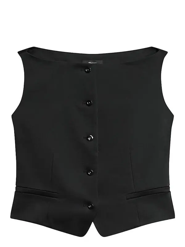 Theory Satin Boat-neck Vest - Black - 00