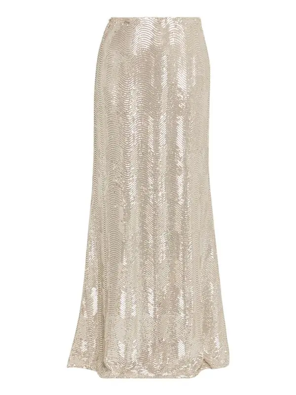 L'Agence Zeta Sequined Maxi Skirt - Silver Sequin