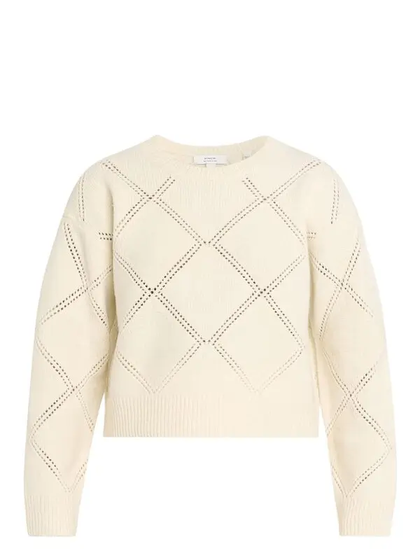 Vince Textured Argyle Italian Wool Sweater - Cream
