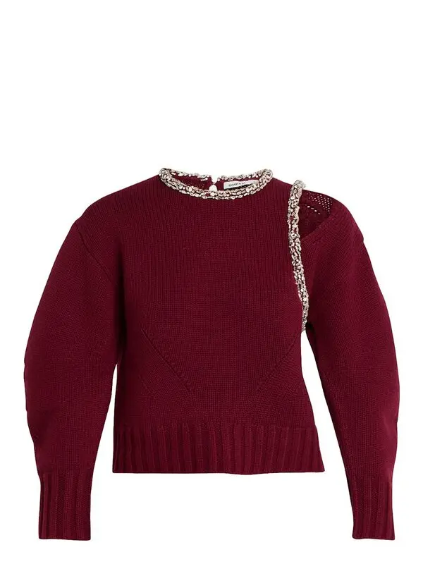 Simkhai Monroe Embellished Cut-out Sweater - Oxblood
