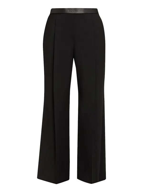 Loewe Leather Logo-band Straight-leg Tailored Trousers - Black