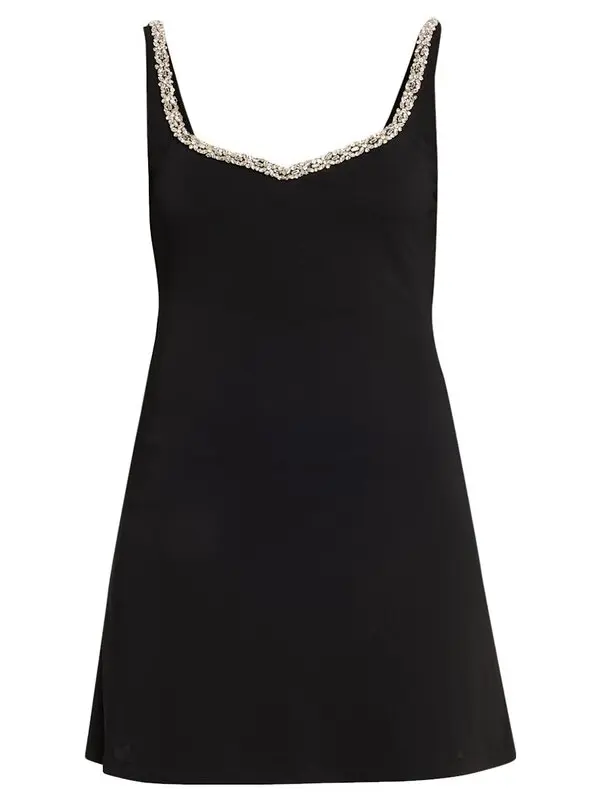 Alice + Olivia Eve Embellished-trim Mini Dress - Black