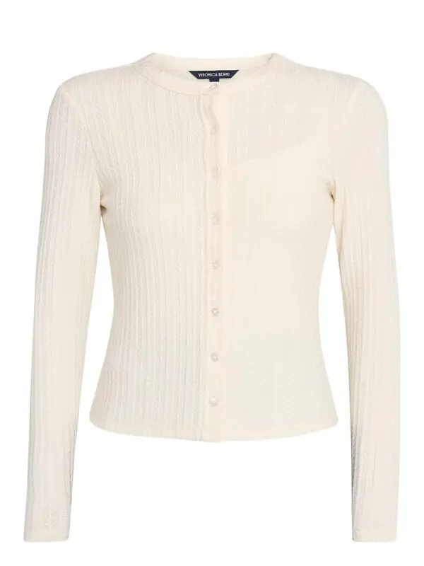 Veronica Beard Lira Pointelle Cardigan - Ecru