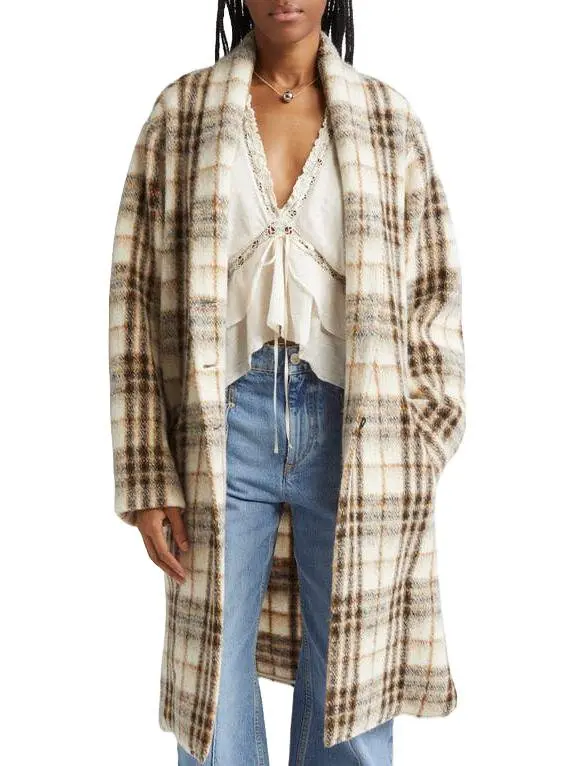 Isabel Marant Gabriel Plaid Wool-blend Coat - Ecru