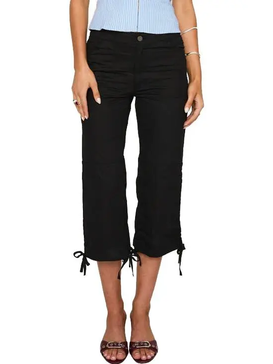 Princess Polly Drawstring Cuff Capri Pants - Black