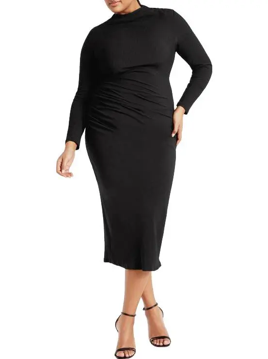 City Chic Kora Long Sleeve Dress - Black