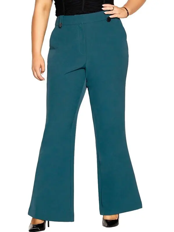 City Chic Vienna High-waist Flare Pants - Jade