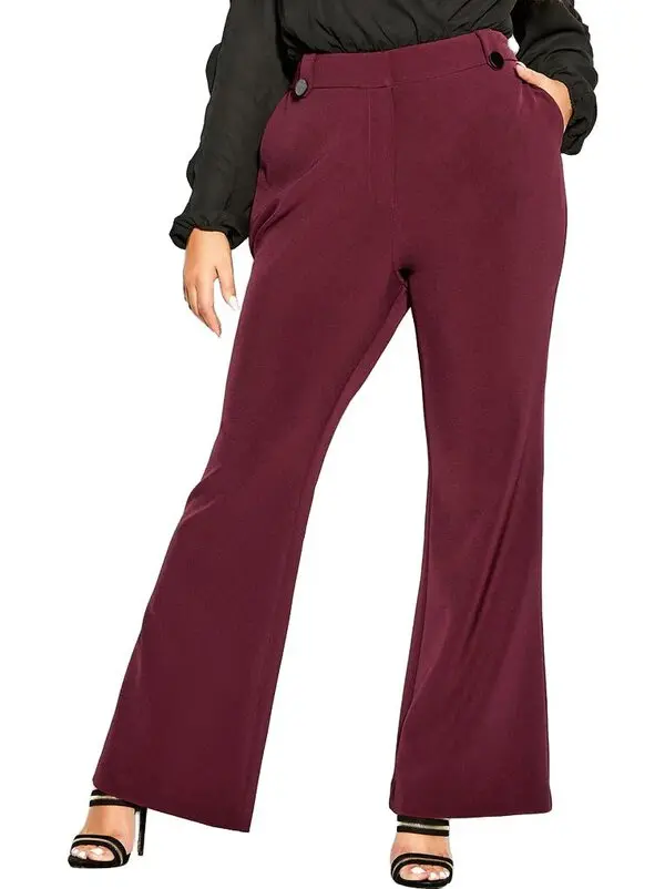City Chic Vienna High-waist Flare Pants - Red