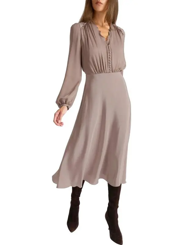 Santorelli Amal Silk Fit And Flare Midi Dress - Dusty Mauve