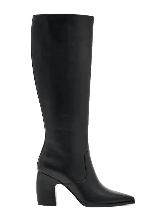 REISS Gabrielle Knee-high Leather Boots - Black