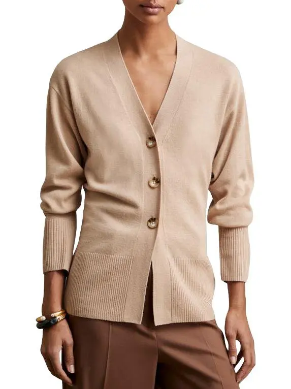 REISS Wool And Cashmere Blend Cardigan - Neutral