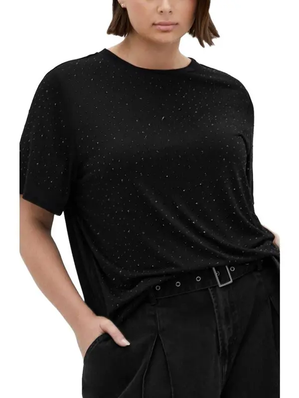 City Chic Embellished Boxy T-shirt - Black