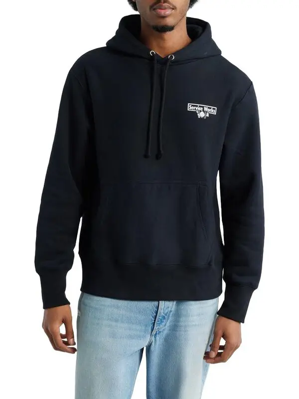 SERVICE WORKS Trademark Relaxed Fit Hoodie - Black