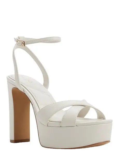 Aldo Rosine Ankle Strap Platform Sandal - White/bone