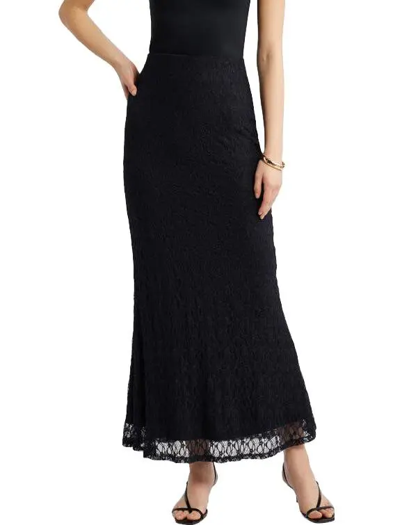 OPEN EDIT Sheer Lace Maxi Skirt - Black
