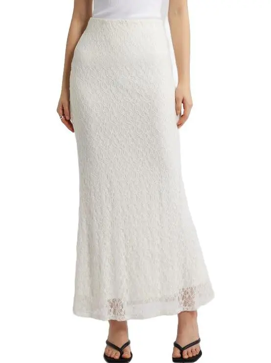 OPEN EDIT Sheer Lace Maxi Skirt - Ivory
