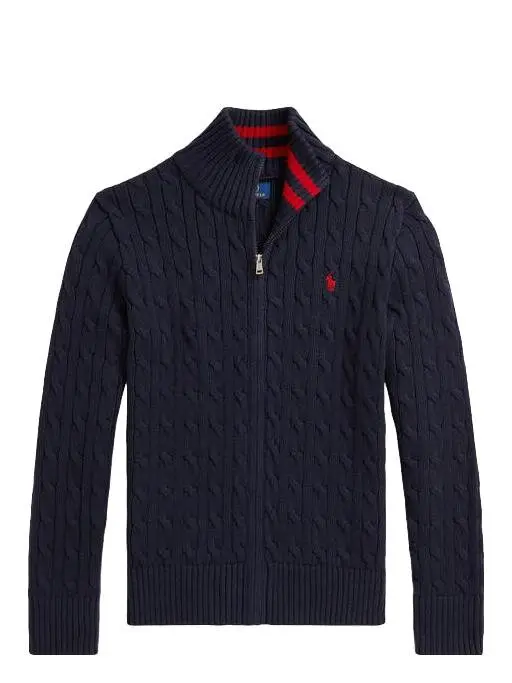 Polo Ralph Lauren Cotton Cable Zip Cardigan - Navy