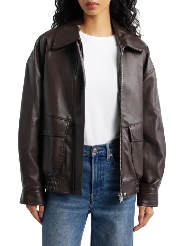 Mango Marti Faux Leather Jacket - Brown