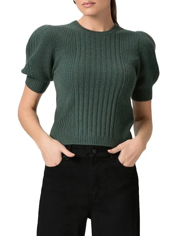 Paige Kato Puff Short Sleeve Cashmere Sweater - Fern Green