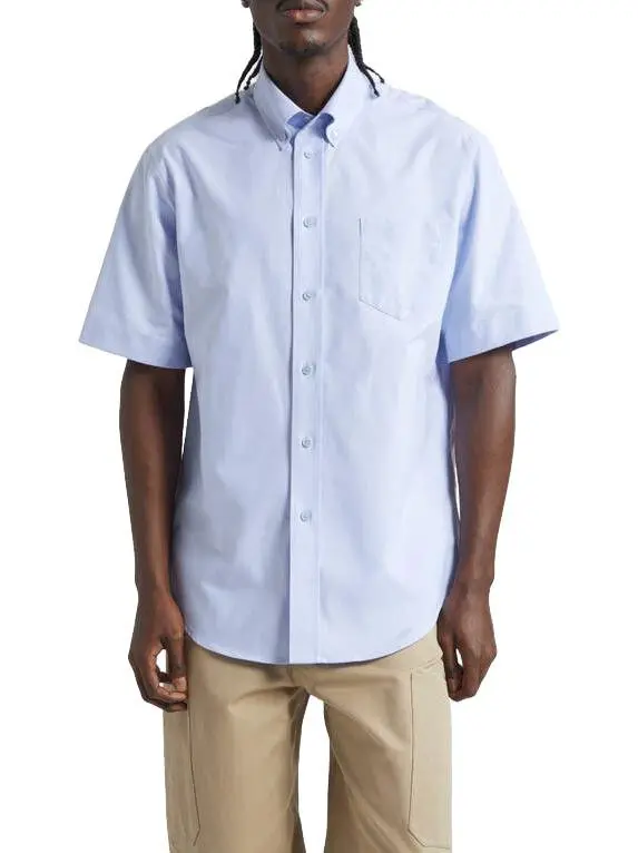 Givenchy Short Sleeve Cotton Oxford Button-down Shirt - Baby Blue