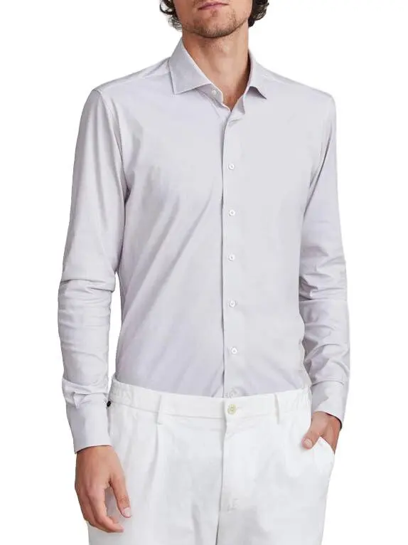 EMANUEL BERG 4flex Modern Fit Knit Dress Shirt - Light Grey