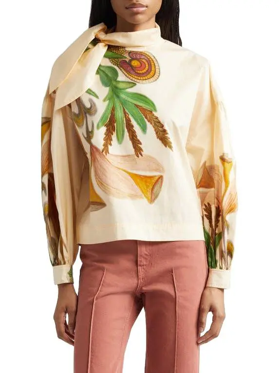 Ulla Johnson Long-sleeve Tie-neck Blouse - Inner Nature
