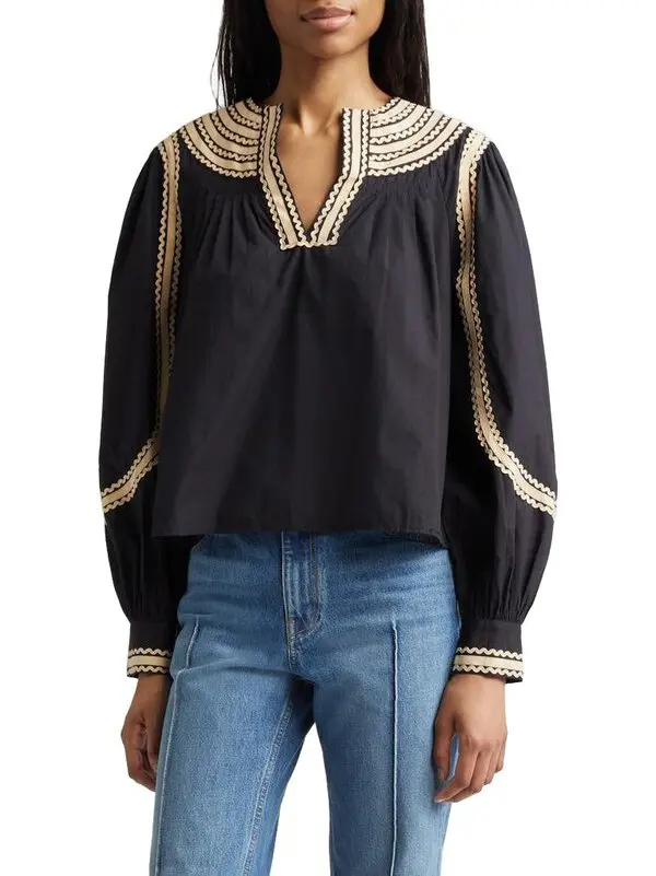 Ulla Johnson Laurenza Long Sleeve Top - Noir