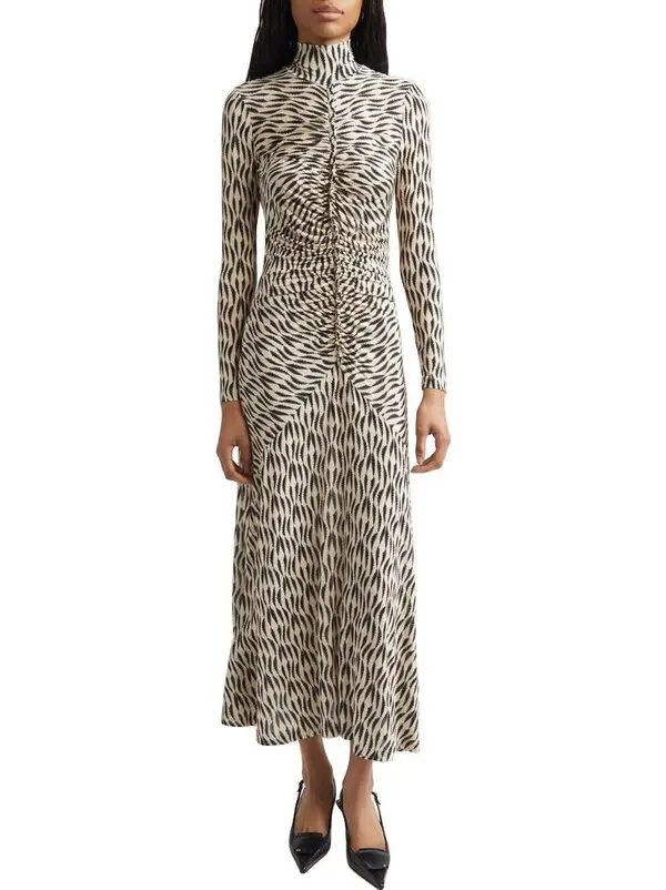 Ulla Johnson Ida Ruched Turtleneck Maxi Dress - Silhouette