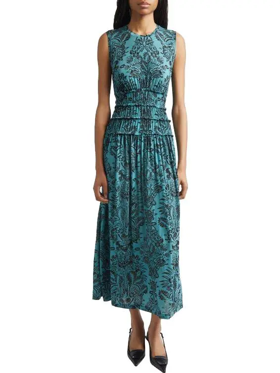 Ulla Johnson Kamaria Floral Jersey Midi Dress - Ocean Flora