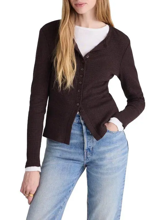 Madewell Waffle Knit Cutaway Cardigan - Molasses