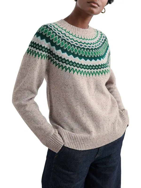 SEASALT CORNWALL Gurnard's Head Fair Isle Lambswool Blend Crewneck Sweater - Windward Aran Multi