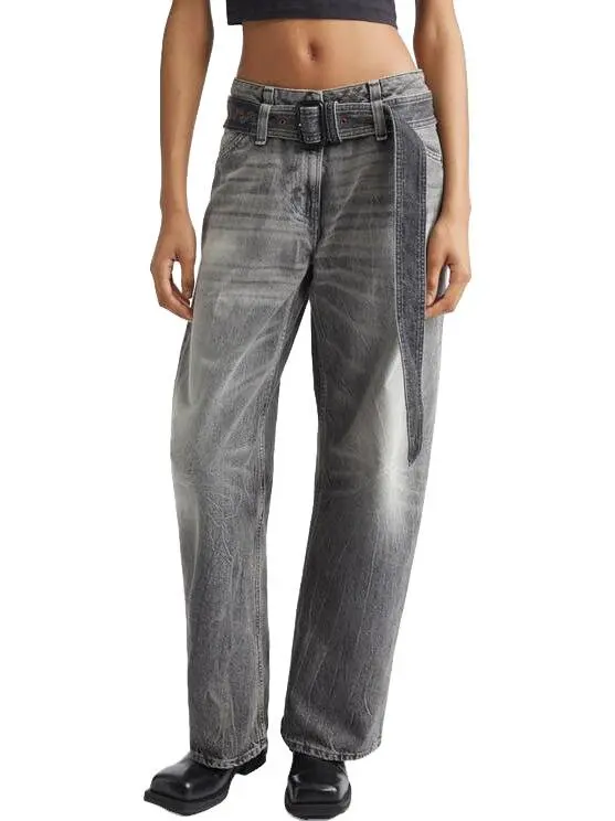 Acne Studios Page Gothik Belted Relaxed Fit Jeans - Washed Black