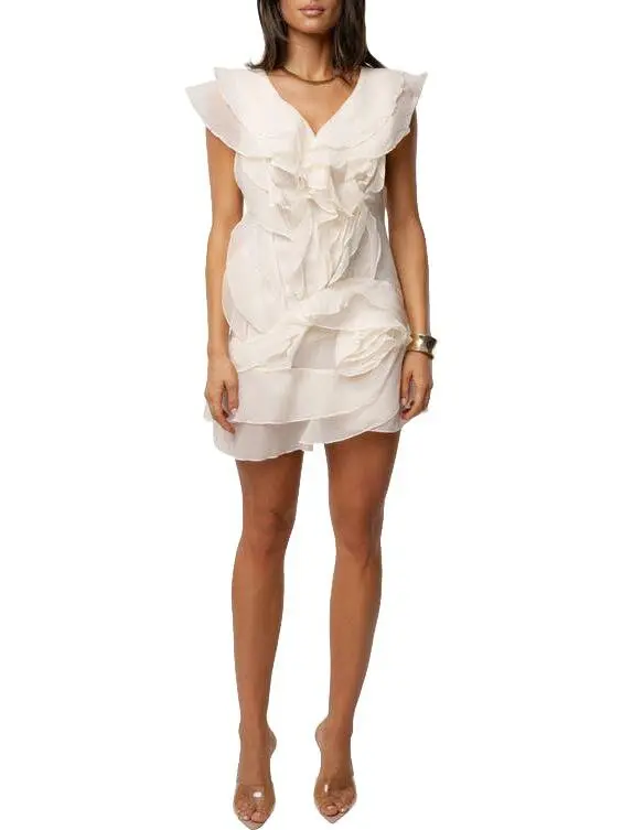 JLUXLABEL Dove Ruffle Chiffon Dress - Ivory