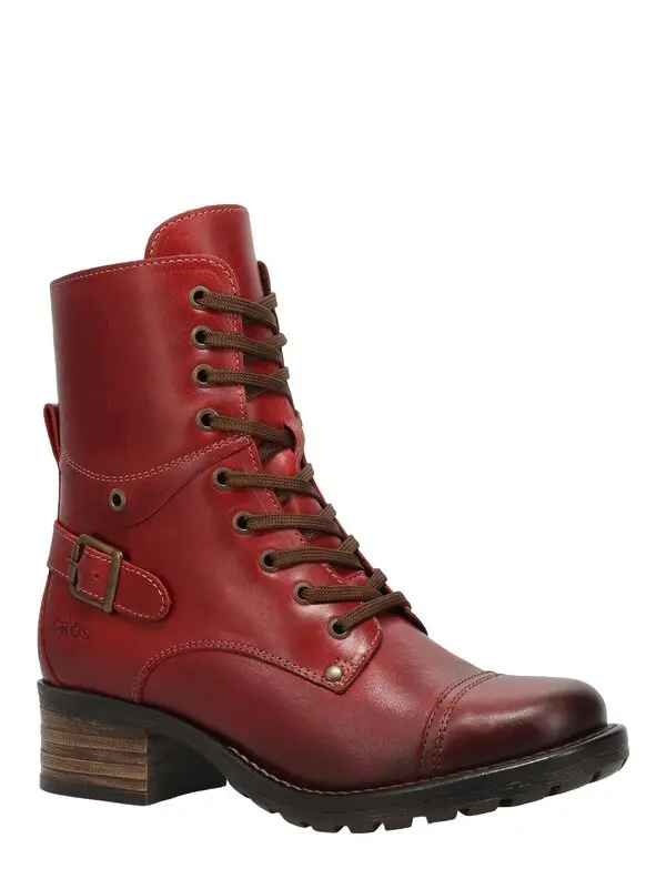 TAOS Crave Leather Combat Boots - Classic Red