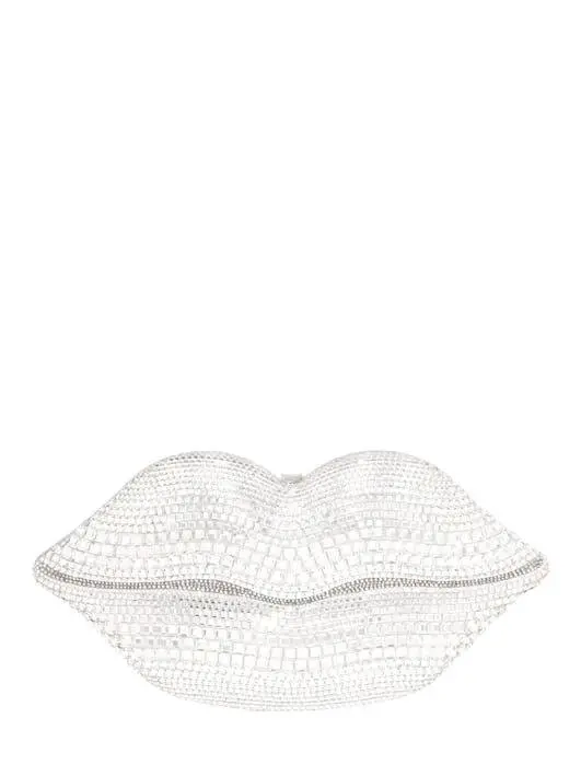 Judith Leiber Lips Crystal Embellished Clutch - Silver Rhine Multi