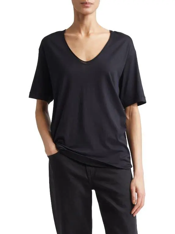 TOTEME Silk Crepe T-shirt - Black