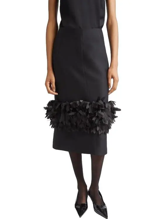 TOTÊME Petal Wool & Silk Midi Skirt - Black