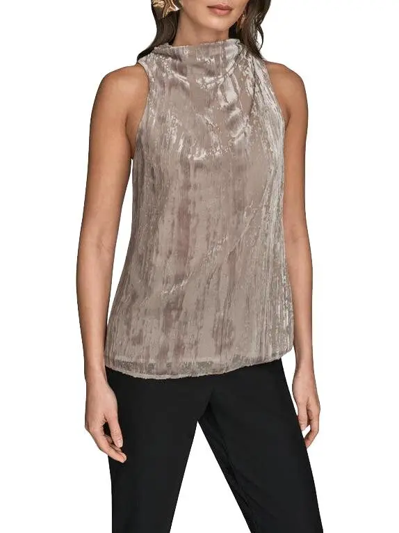 Donna Karan New York Burnout Mock Neck Sleeveless Top - Vapor
