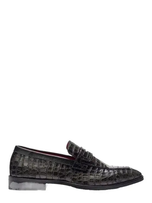 CARLOS SANTANA Nocturne Penny Loafer - Grey Croco Print